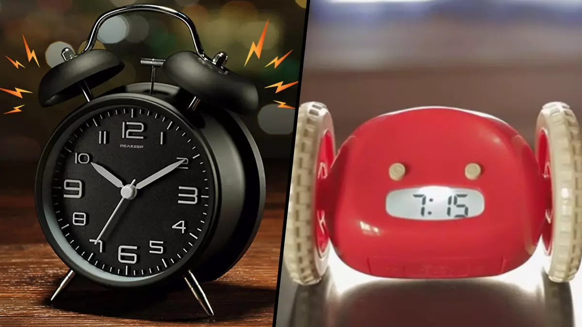 นาฬิกาปลุกกระดิ่งแฝดของ Peakeep ดังขึ้น เข็มนาฬิกาสีแดง