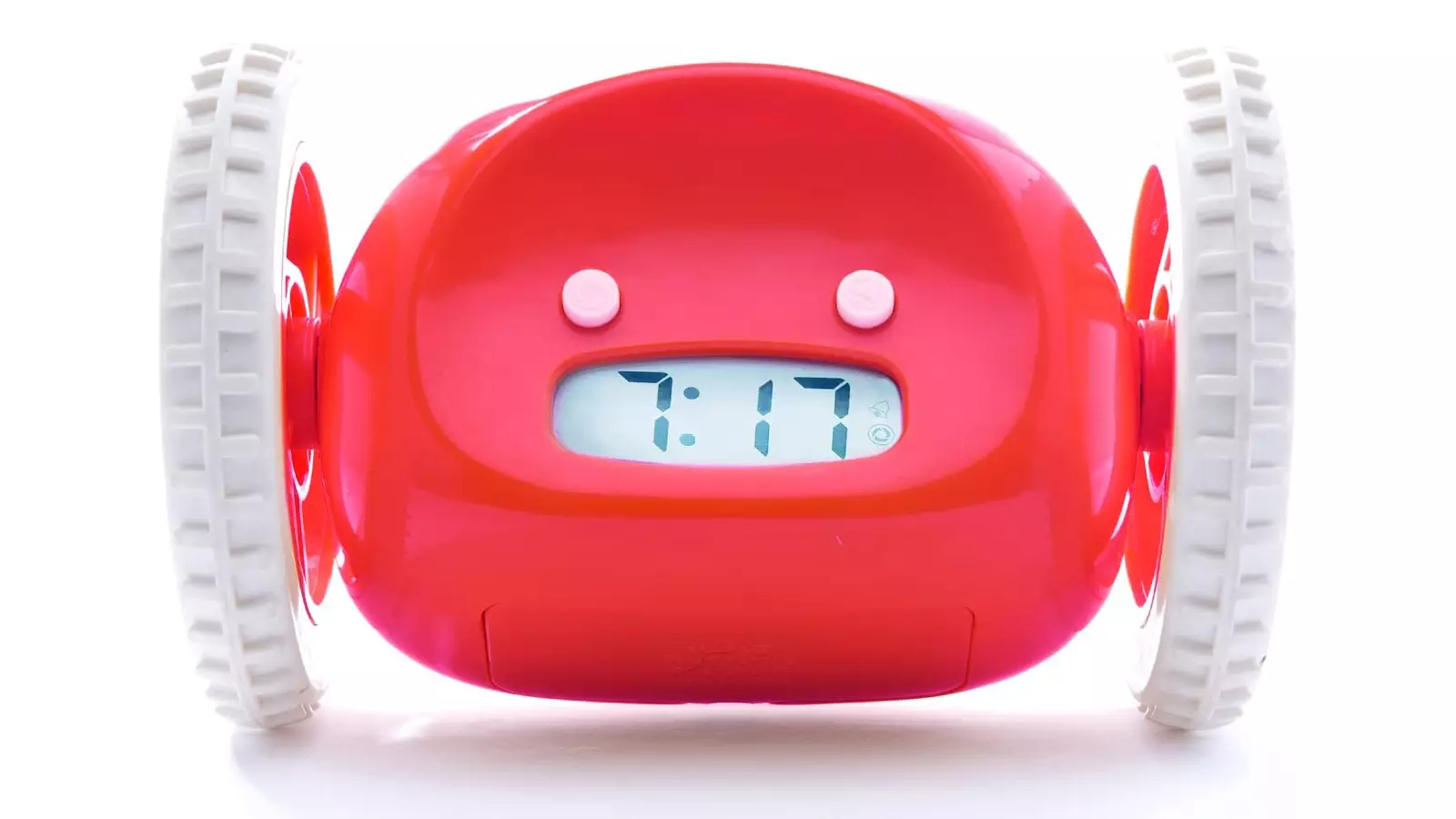 Clocky jam alarm robot bergerak berwarna merah