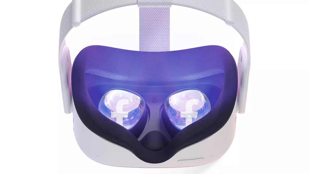 Oculus Quest 2 với Facebook trong lỗ mắt của tai nghe.