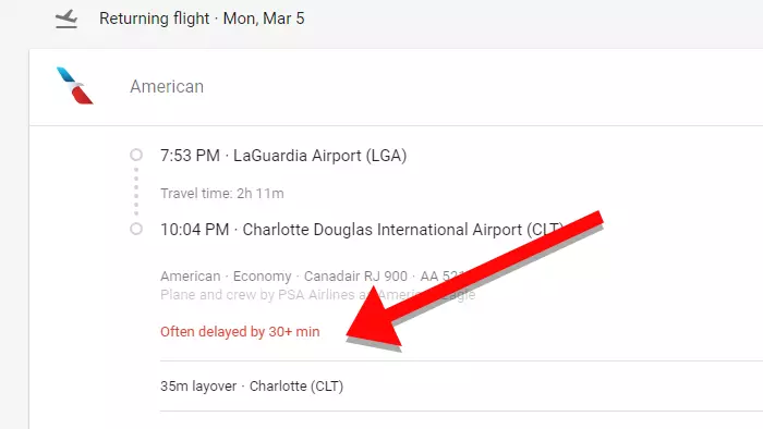 Google 航班现在会告诉您您的航班是否可能延误