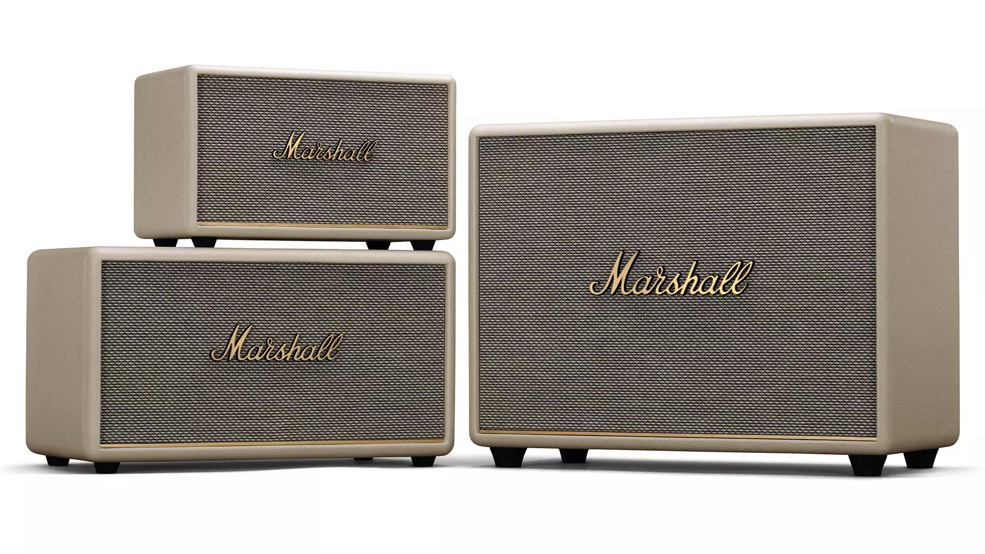 Marshallova tretja generacija zvočnikov v beli barvi.