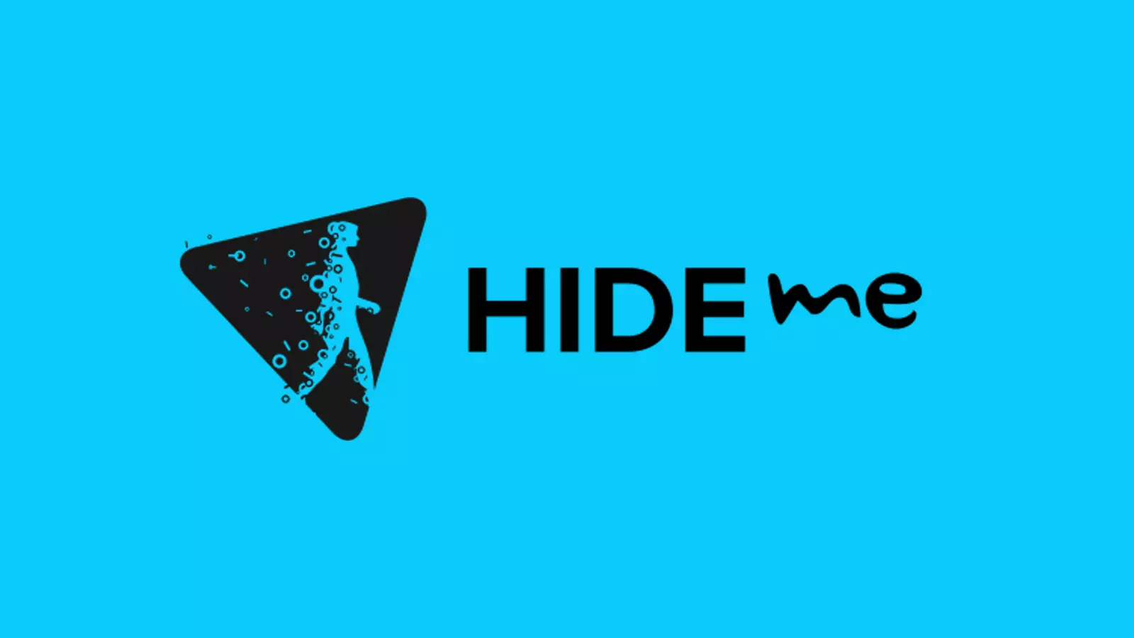 Ime in logotip podjetja Hide.me na modrem ozadju