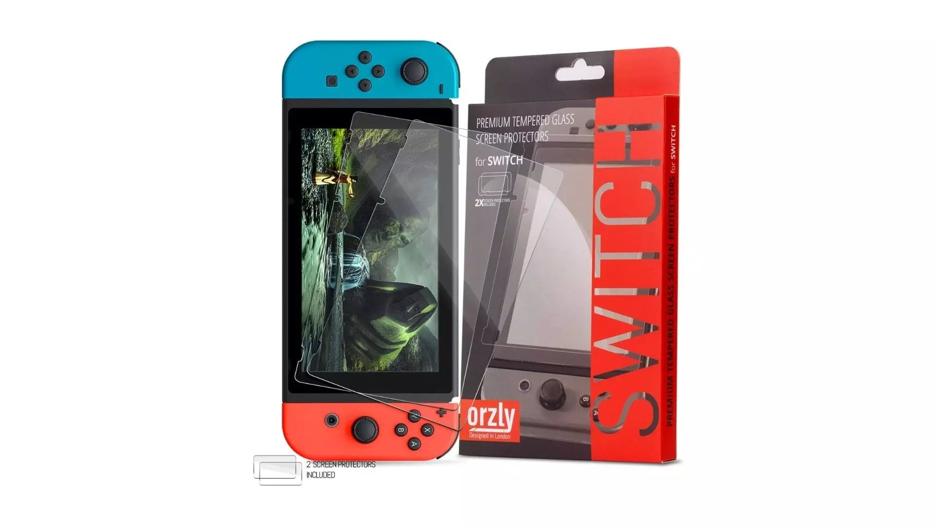 Proteggi schermo in vetro Orzly compatibili con Nintendo Switch