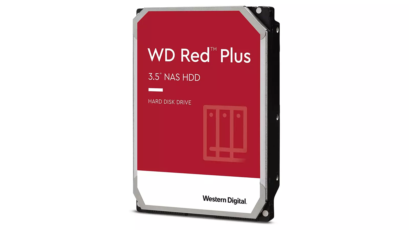 WD Red Plus 3.5-इंच NAS HDD चा फोटो.
