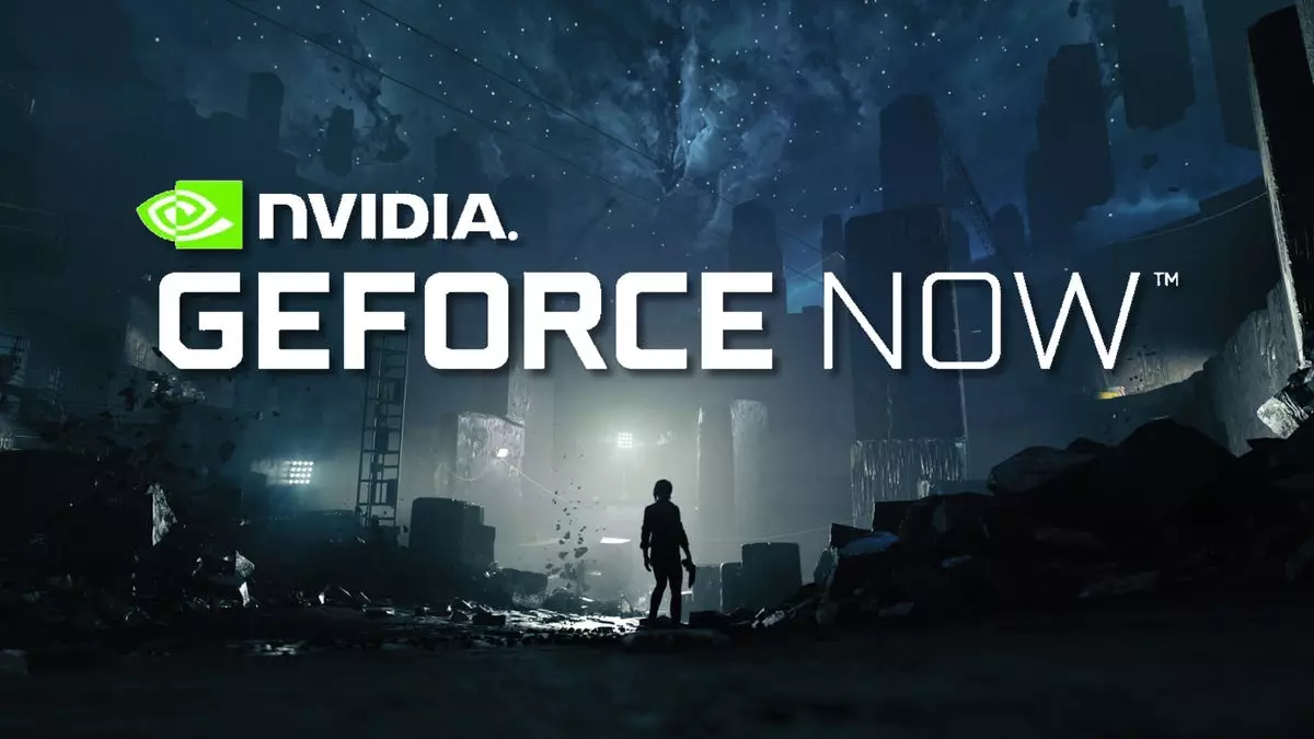 Logo Nvidia GeForce Now nad obrazem „Kontroli”