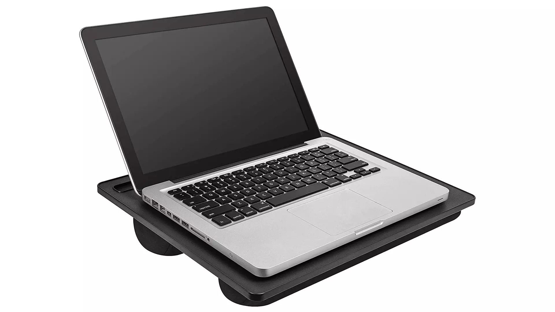 LapGear Student Lap Desk z umieszczonym na nim wyłączonym laptopem