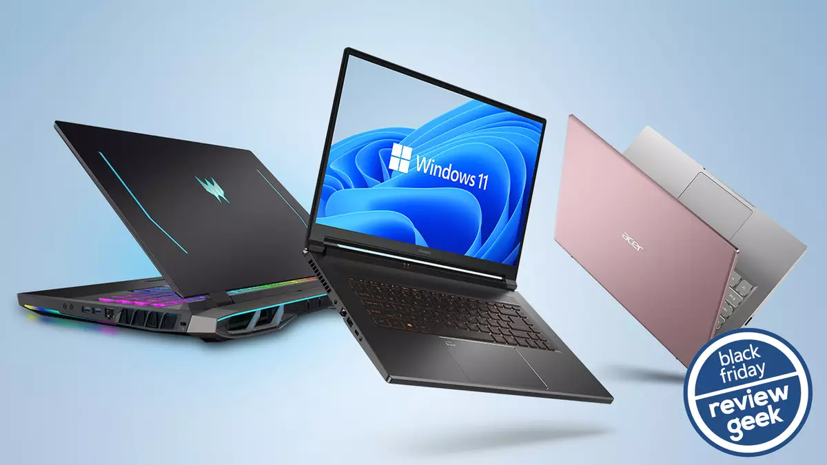 Tliet laptops Acer Windows 11 u l-logo Review Geek Black Friday.