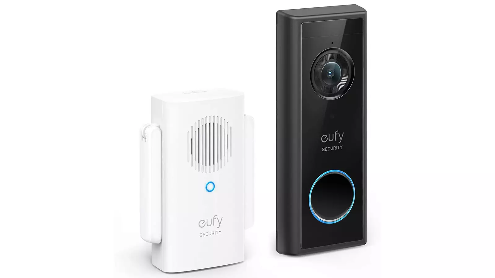Eufy Video Doorbell y timbre interior, mirando ligeramente hacia la derecha