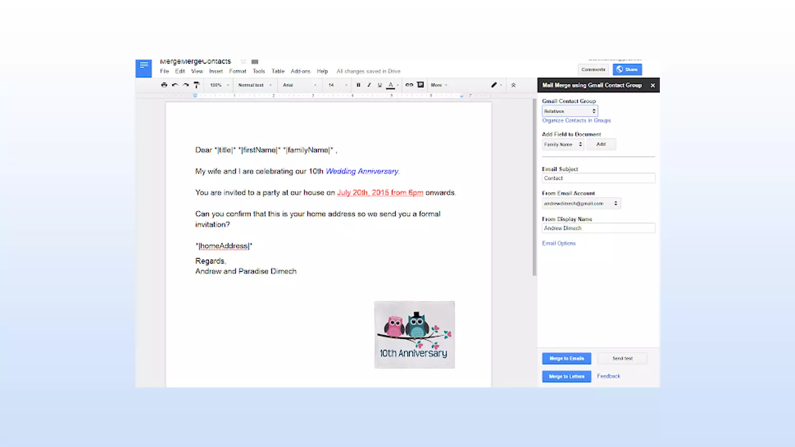 Mail Merge Contacts add-on rau import Google Contacts Groups