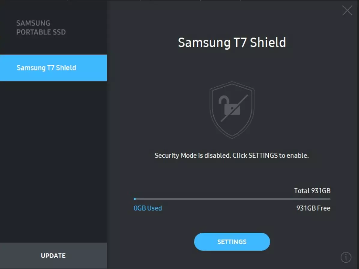 Софтуер Samsung T7 Shield