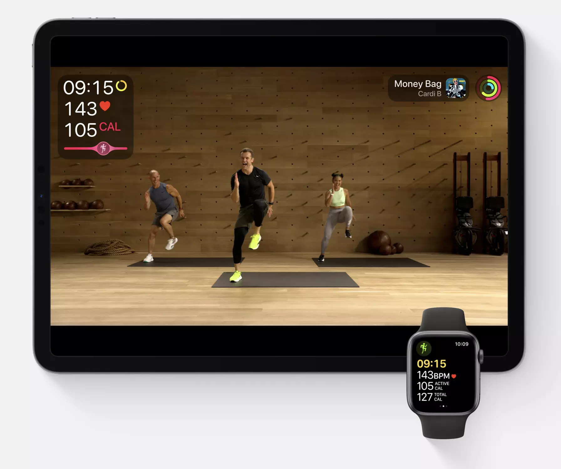 apple watch og ipad på fitness+