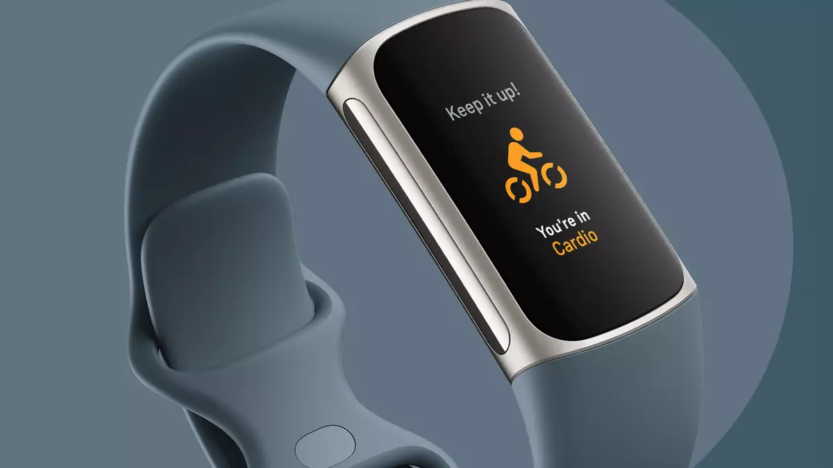 Ilustrácia fitness trackera Fitbit Charge 5.