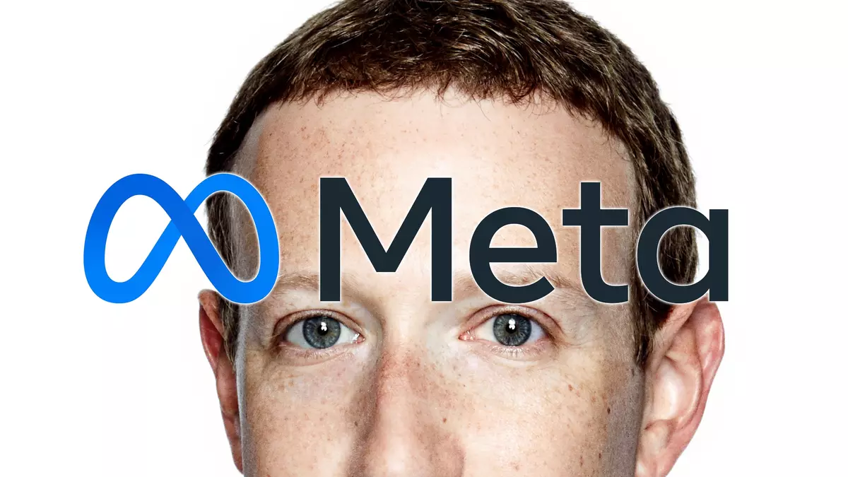 Mark Zukerbergiň täze Meta nyşany bilen kellesi.