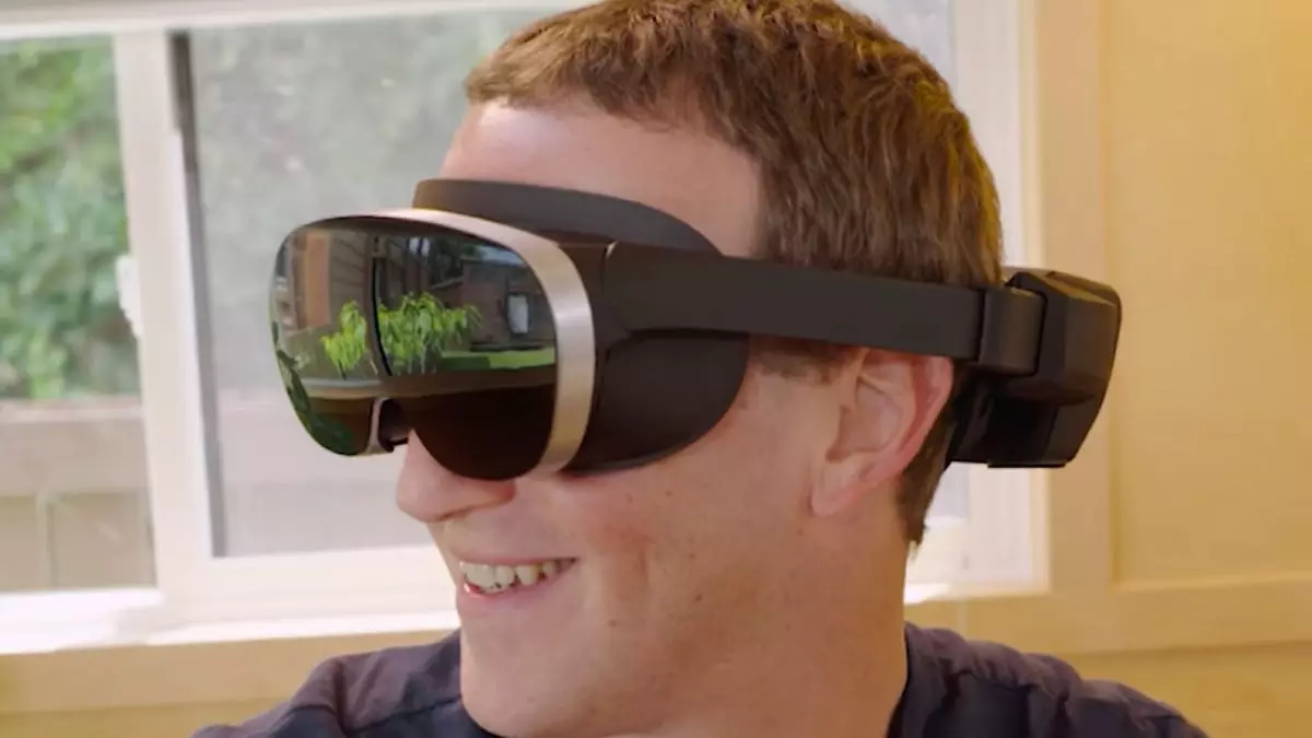 Mark Zuckerberg wọ apẹrẹ agbekọri VR kan