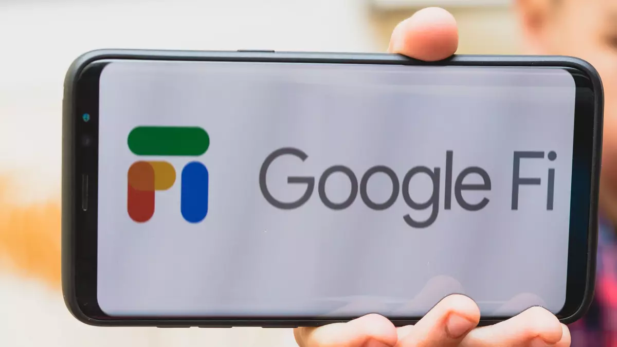 Logo Google Fi di ponsel pintar, Google Fi adalah operator jaringan virtual seluler oleh Google
