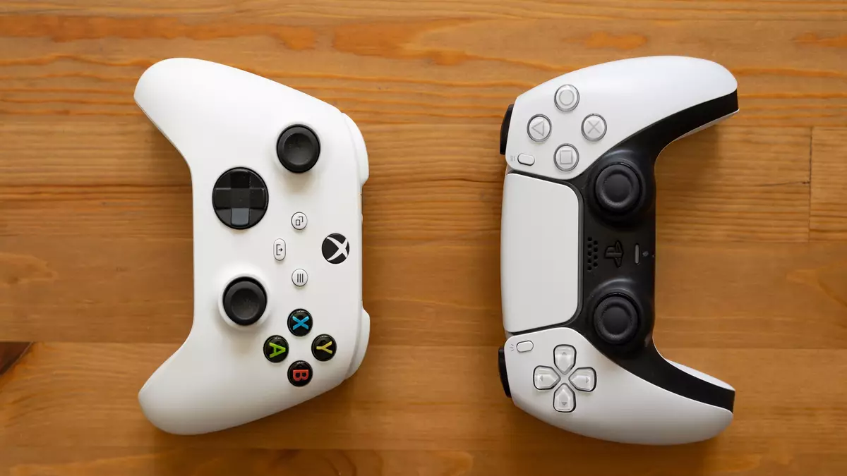 Mga controller ng Xbox series at PlayStation 5 na magkabalikan