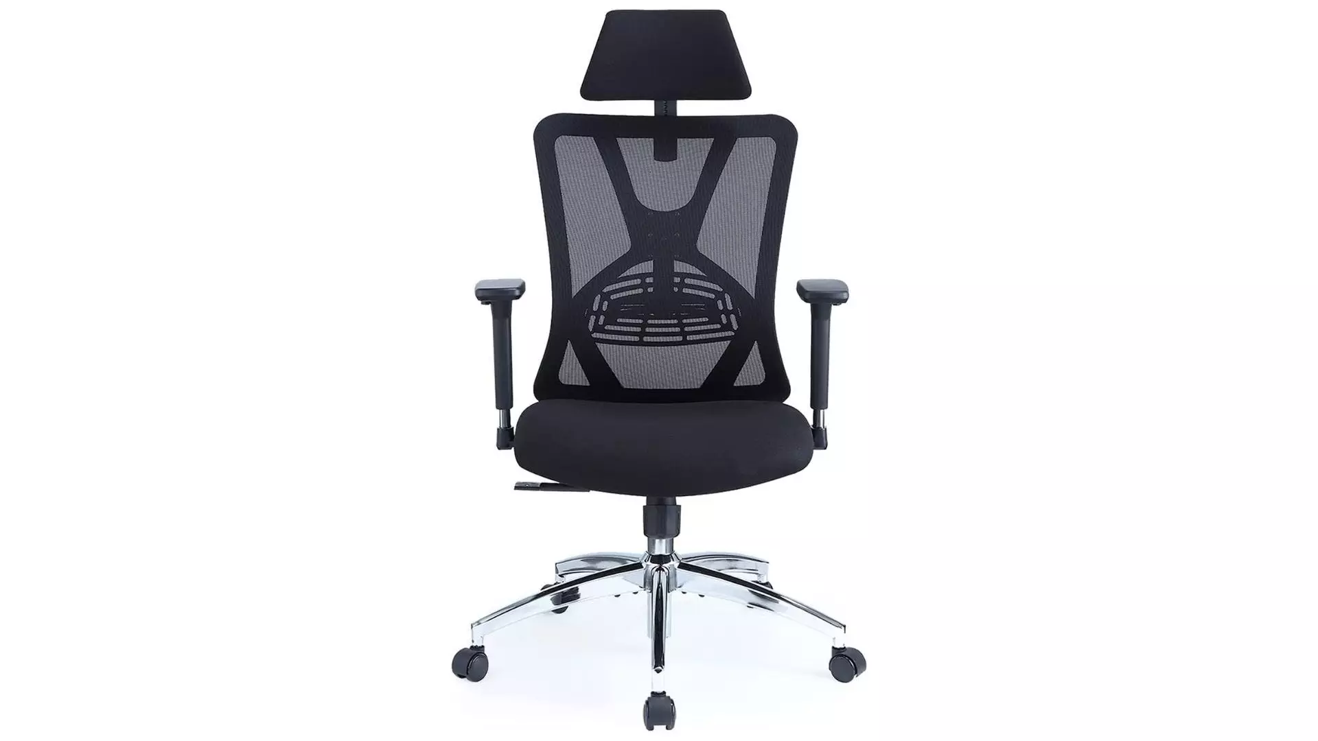 La silla de oficina ergonómica Ticova cuenta con un respaldo alto de malla con soporte lumbar ajustable y reposacabezas