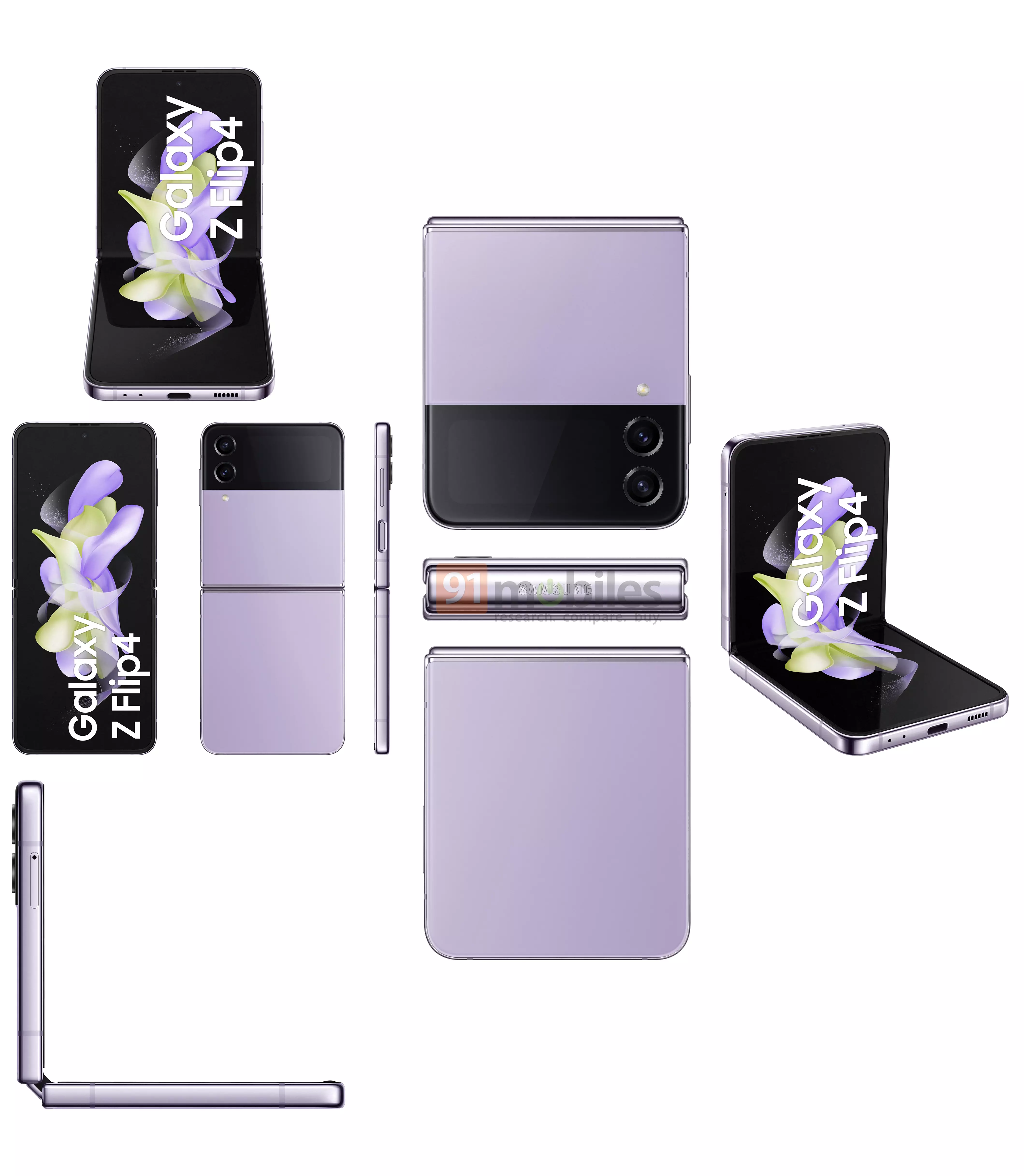 Nag-leak na larawan ng Galaxy Z Flip 4 sa light purple