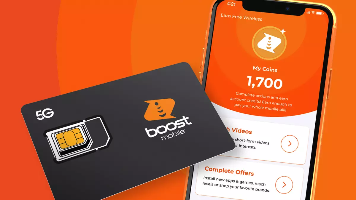 Un kit de teléfono inteligente y tarjeta SIM de Boost Mobile