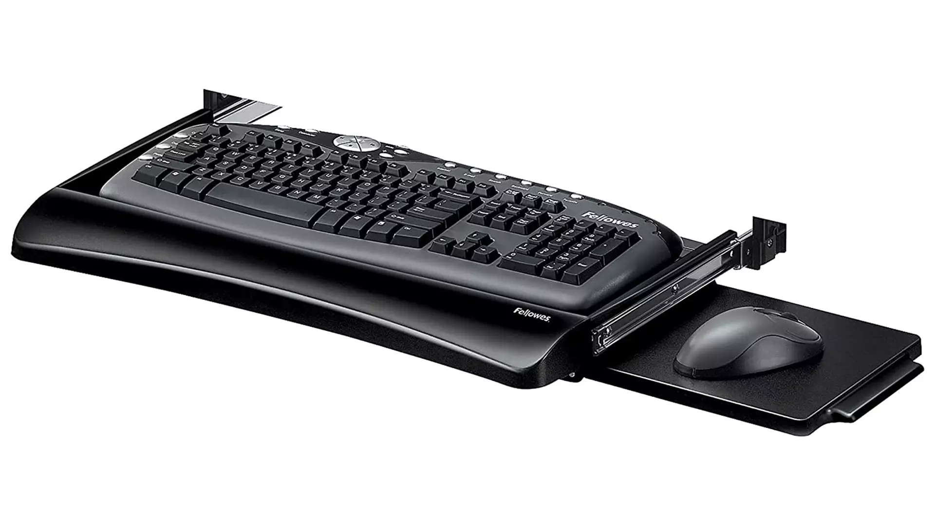 Fellowes Office Suites Cajón para teclado debajo del escritorio con área extendida para mouse