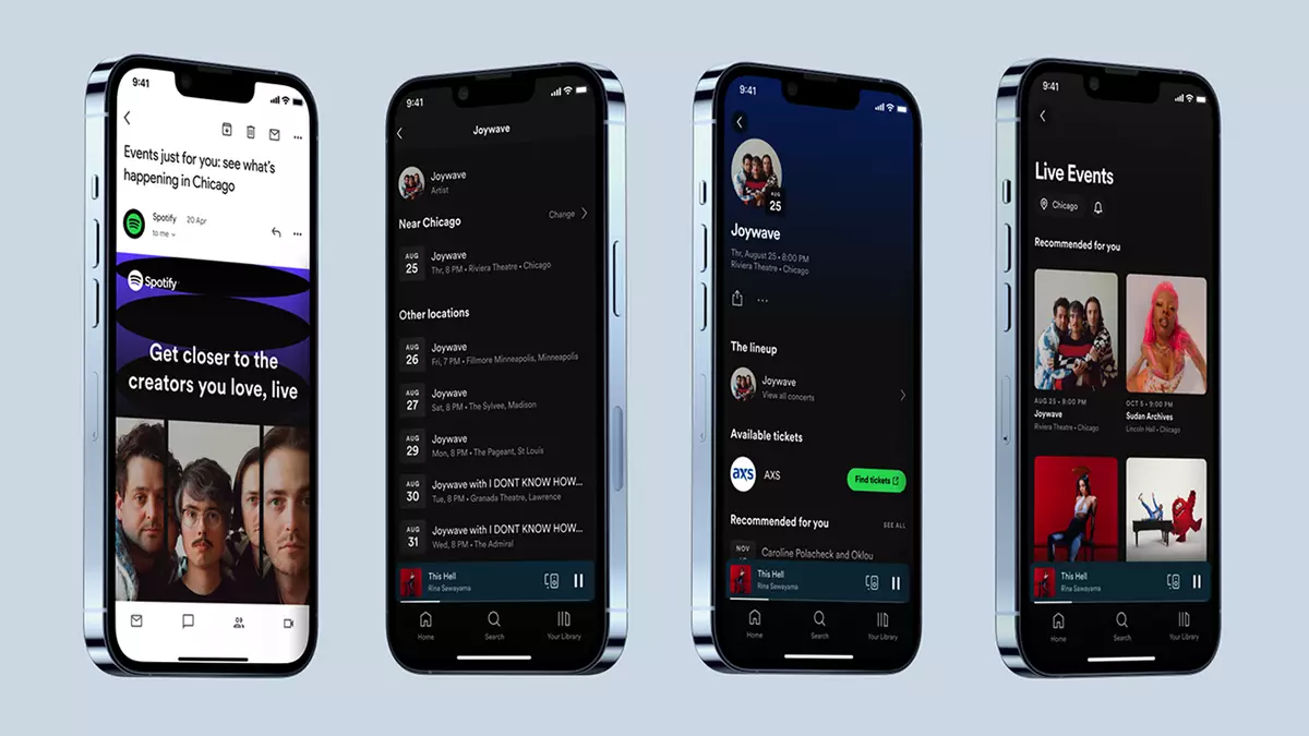 Spotifyjeva stran z dogodki v živo v iPhonu