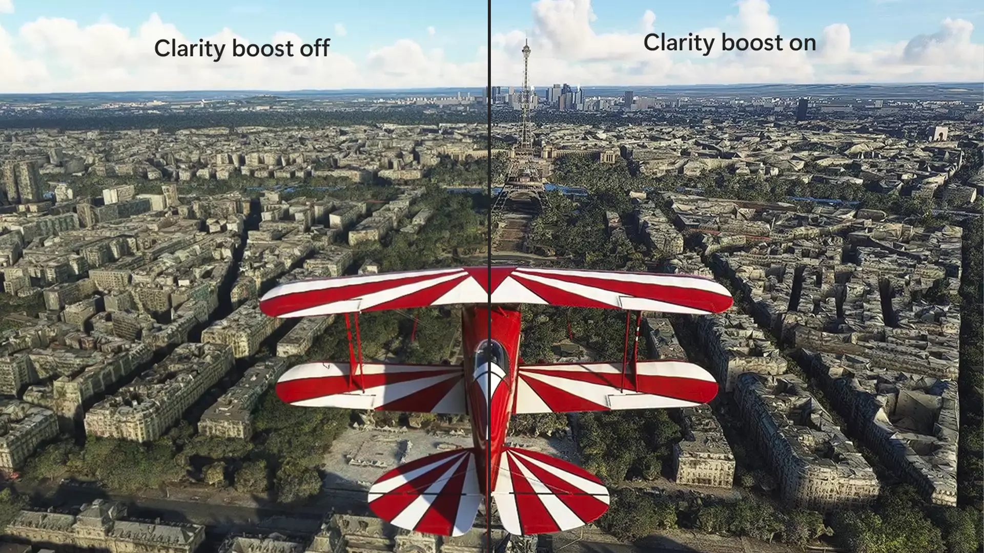 Edge 中“飛行模擬器”的清晰度提升示例。