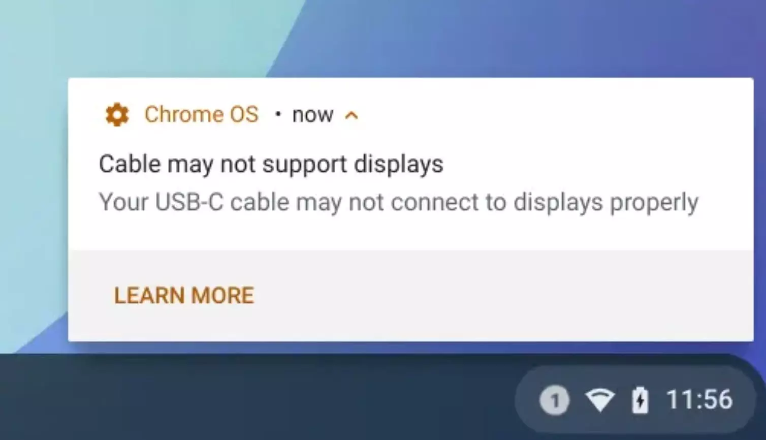 „Chrome“ OS USB-C įspėjimas