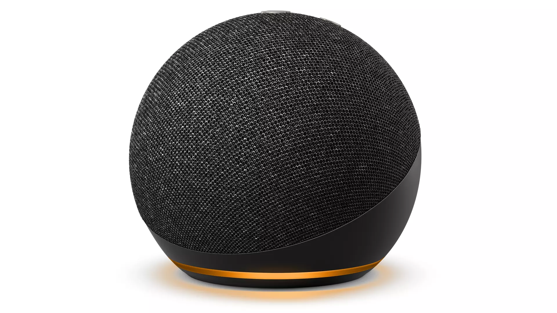 „Amazon Echo“ išmanusis garsiakalbis šviečia oranžine šviesa.