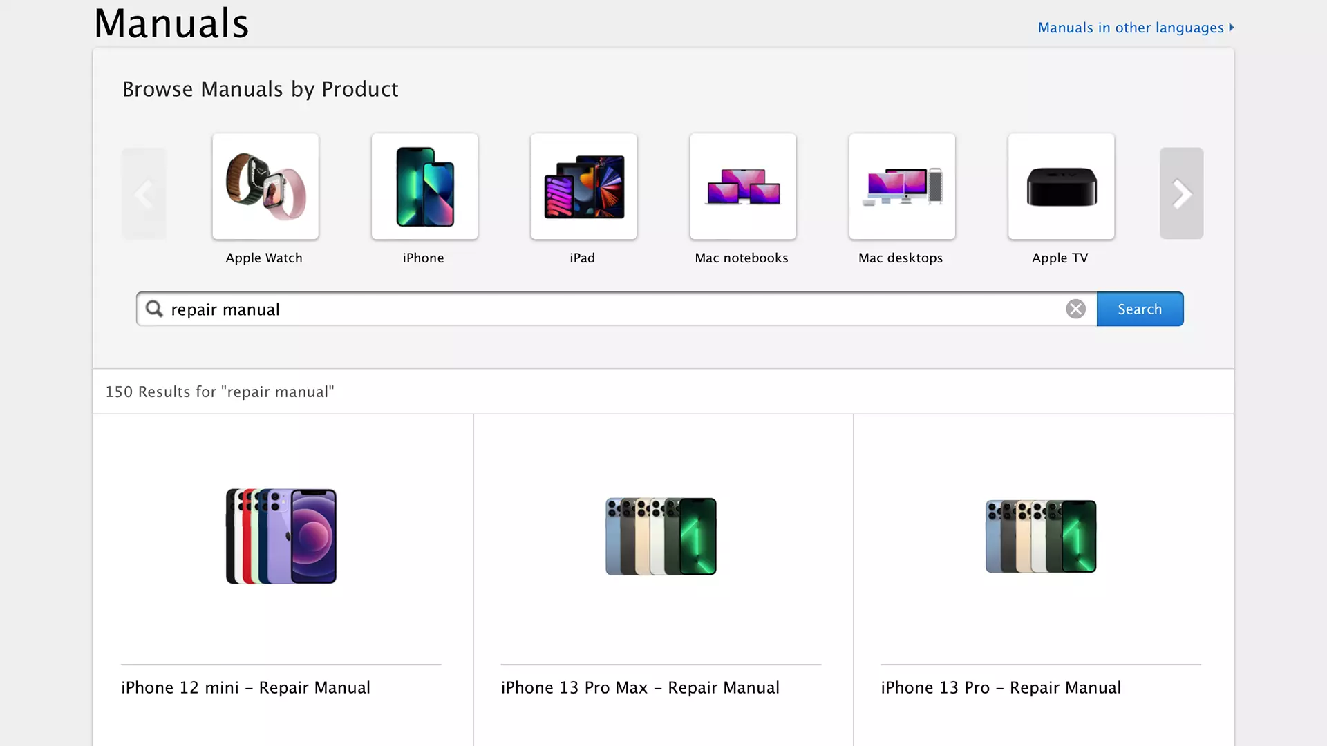 Manual repair resmi kanggo produk Apple.