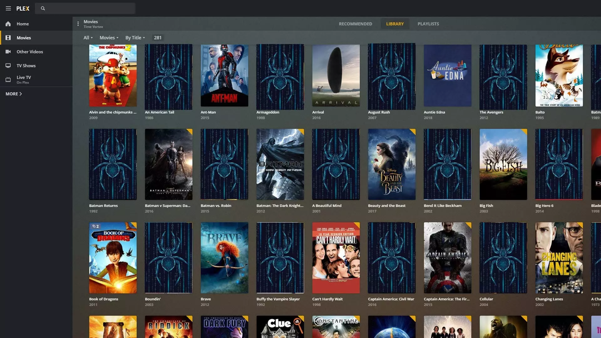 قائمة أفلام Plex بها عناكب رقمية تزحف على الشاشة