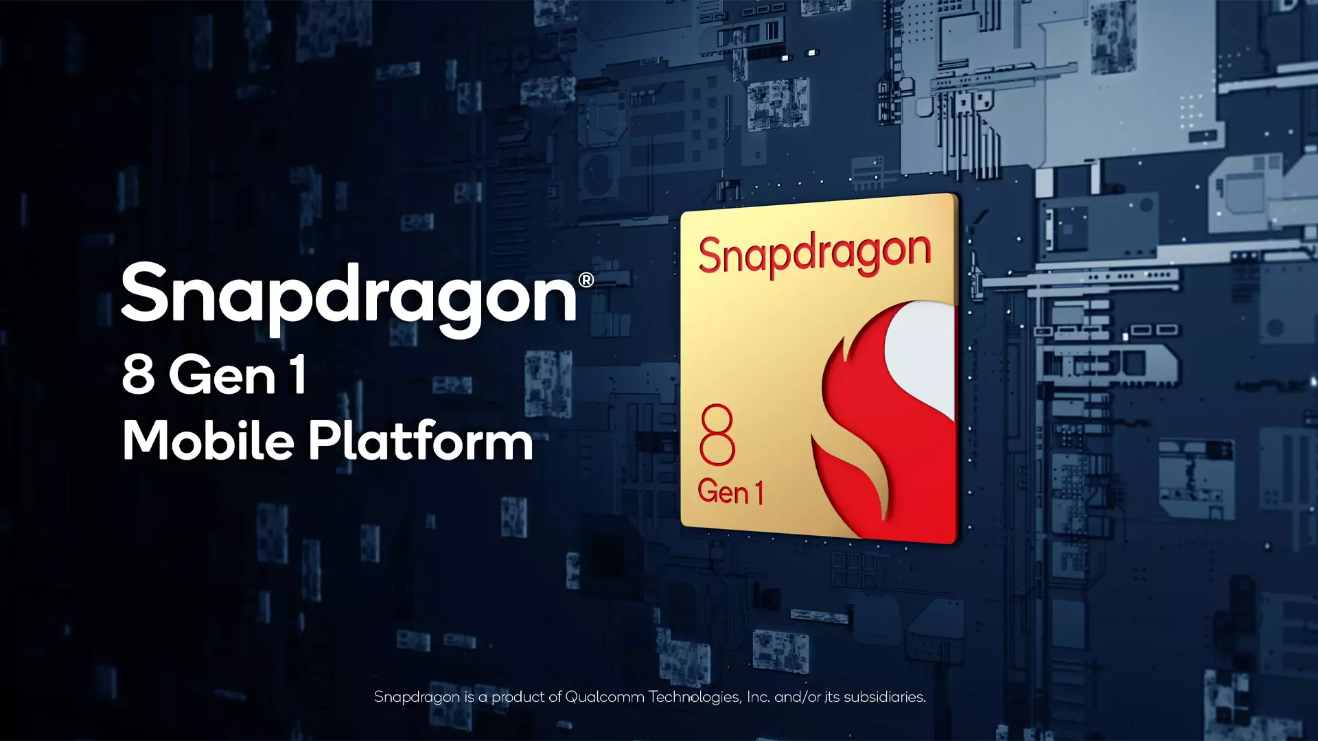 Snapdragon 8 Gen 1 칩의 그림.