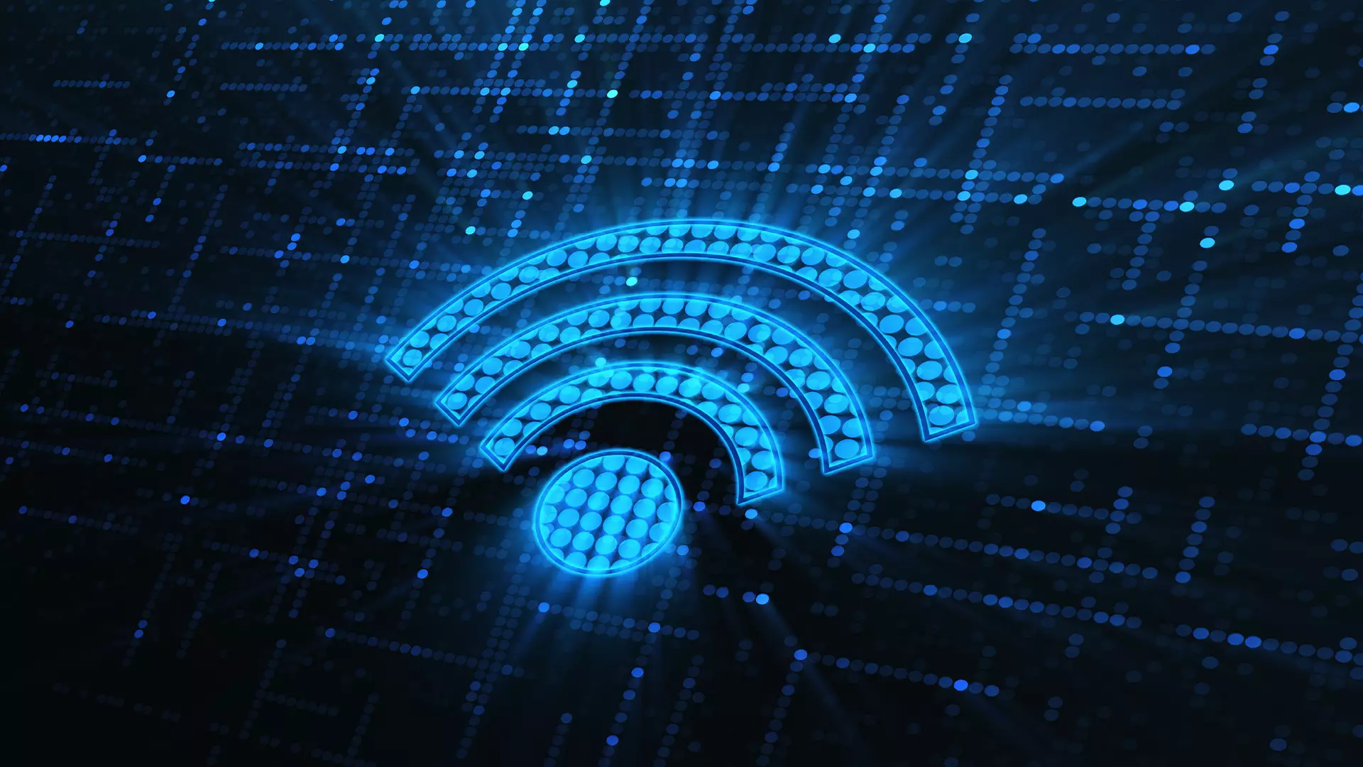 Wi-Fi simbol preko digitalne pozadine nalik na matricu.