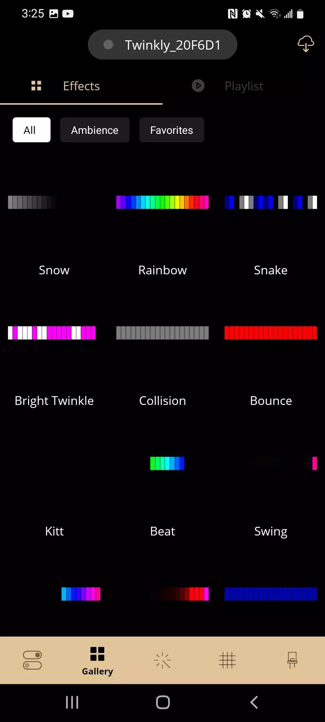 Více světelných režimů aplikace Twinkly