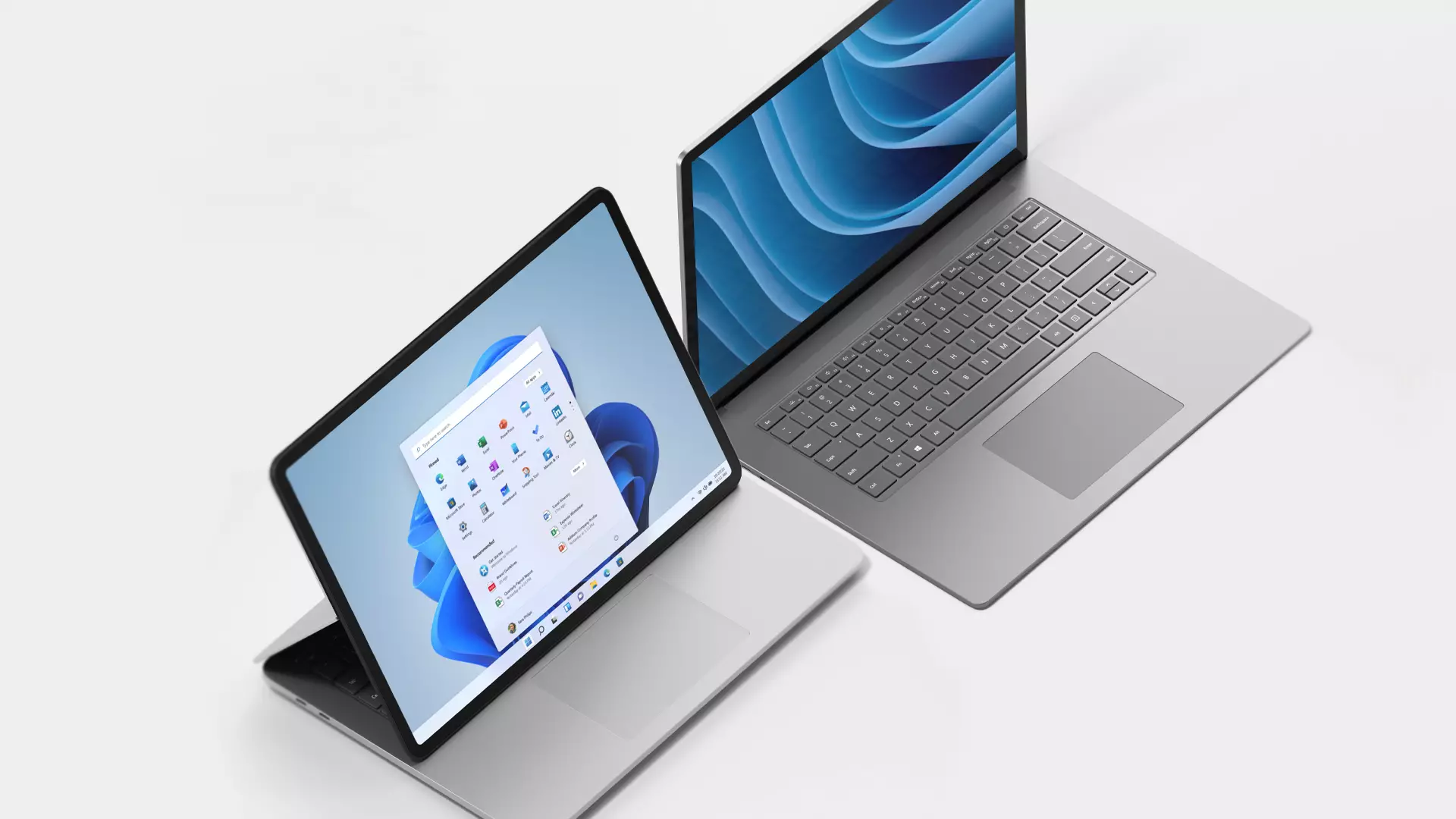 Surface Laptop Studio ноутбук және планшет режимдерінде.