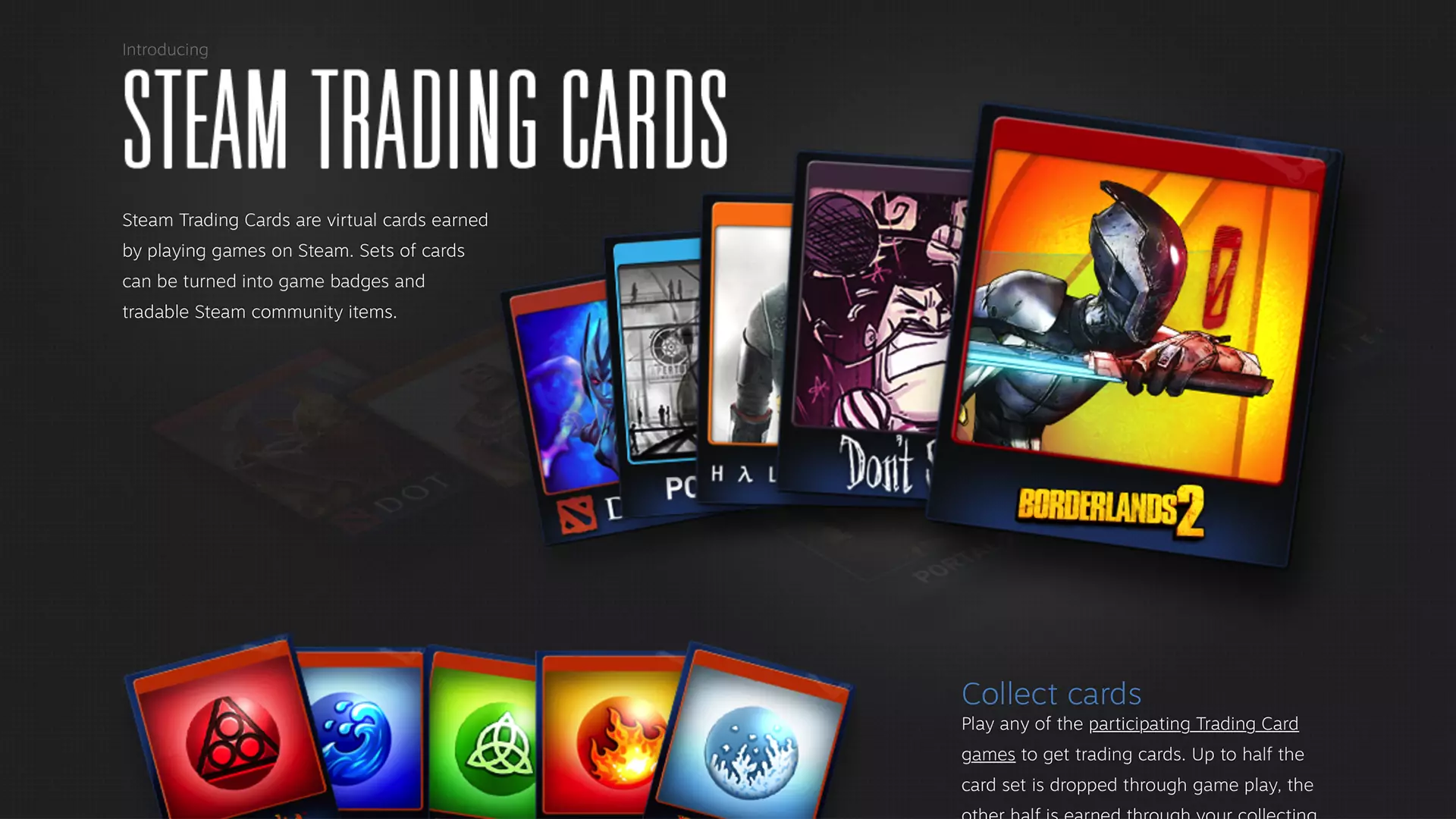 Isang banner advertising Steam trading card.