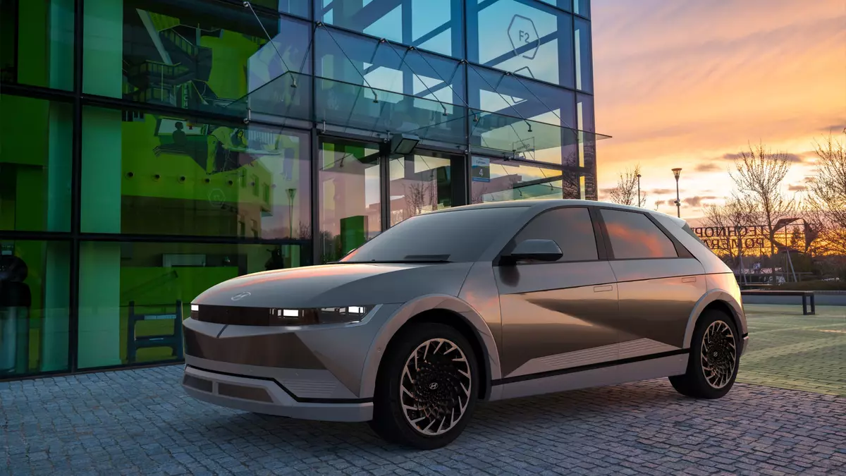 Толугу менен электрдик Hyundai Ioniq 5.3D иллюстрациясы.