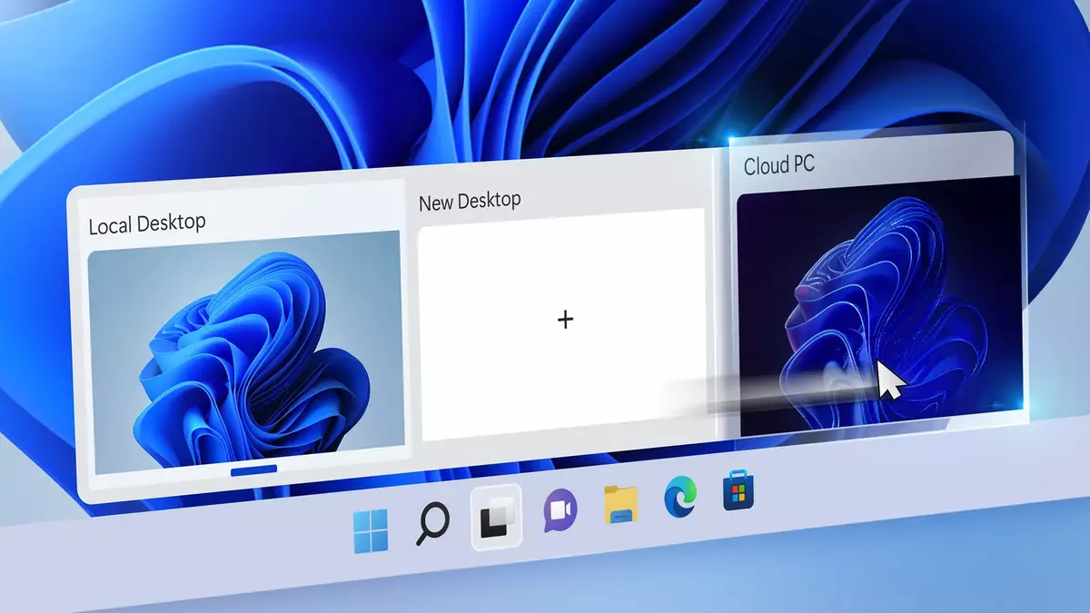 Lub Windows 365 huab PC hauv Windows 11 virtual desktop selector.