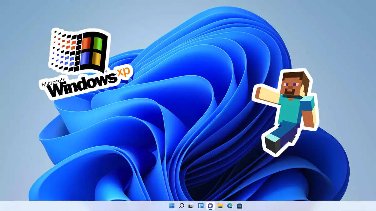 Une maquette d'autocollants sur le bureau de Windows 11.