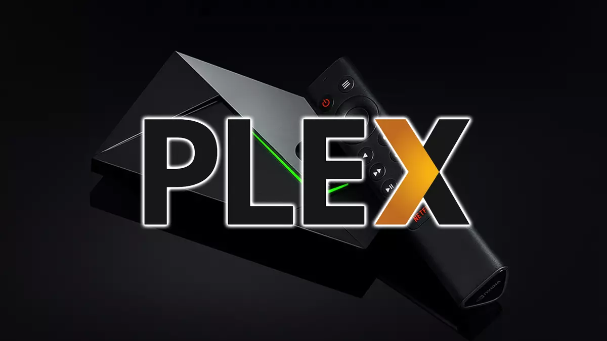 Plex logotipoa NVIDIA Shield TV Pro baten gainean