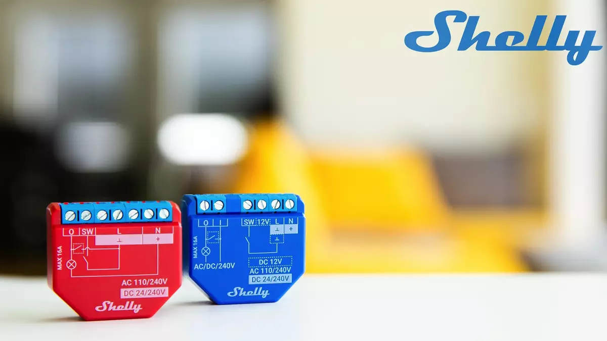 Ny Shelly Plus 1 smart relay switch.