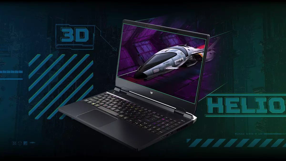 Yon ilistrasyon kapasite 3D Acer Predator Helios 300 la