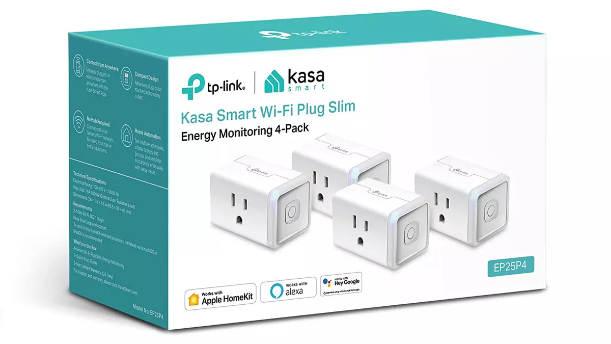 TP-Link Kasa स्मार्ट प्लग स्लिम बक्स।