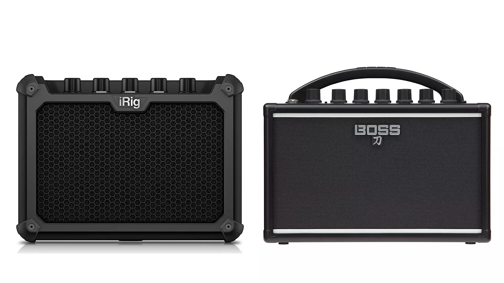 iRig आणि Boss micro amps चा फोटो.