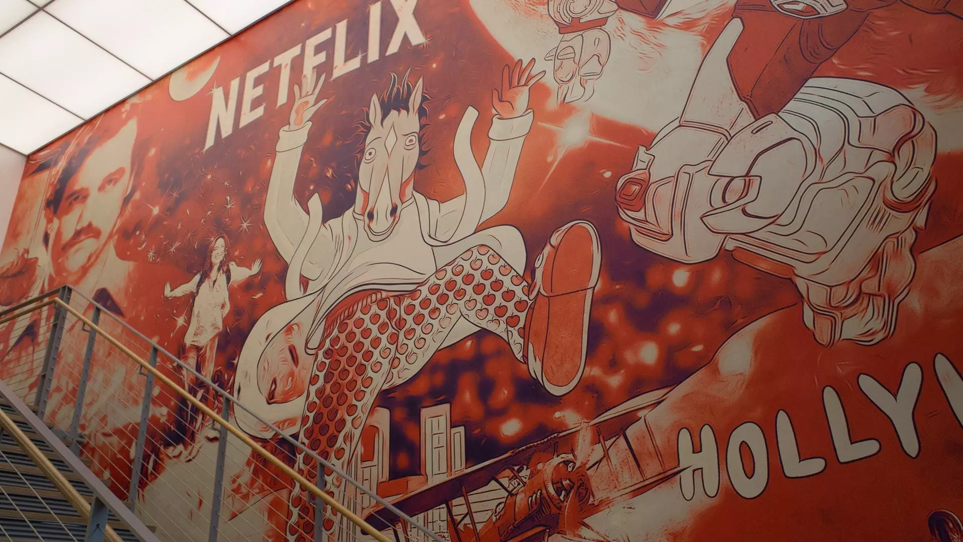 Ściana z namalowanym sprayem Netflix