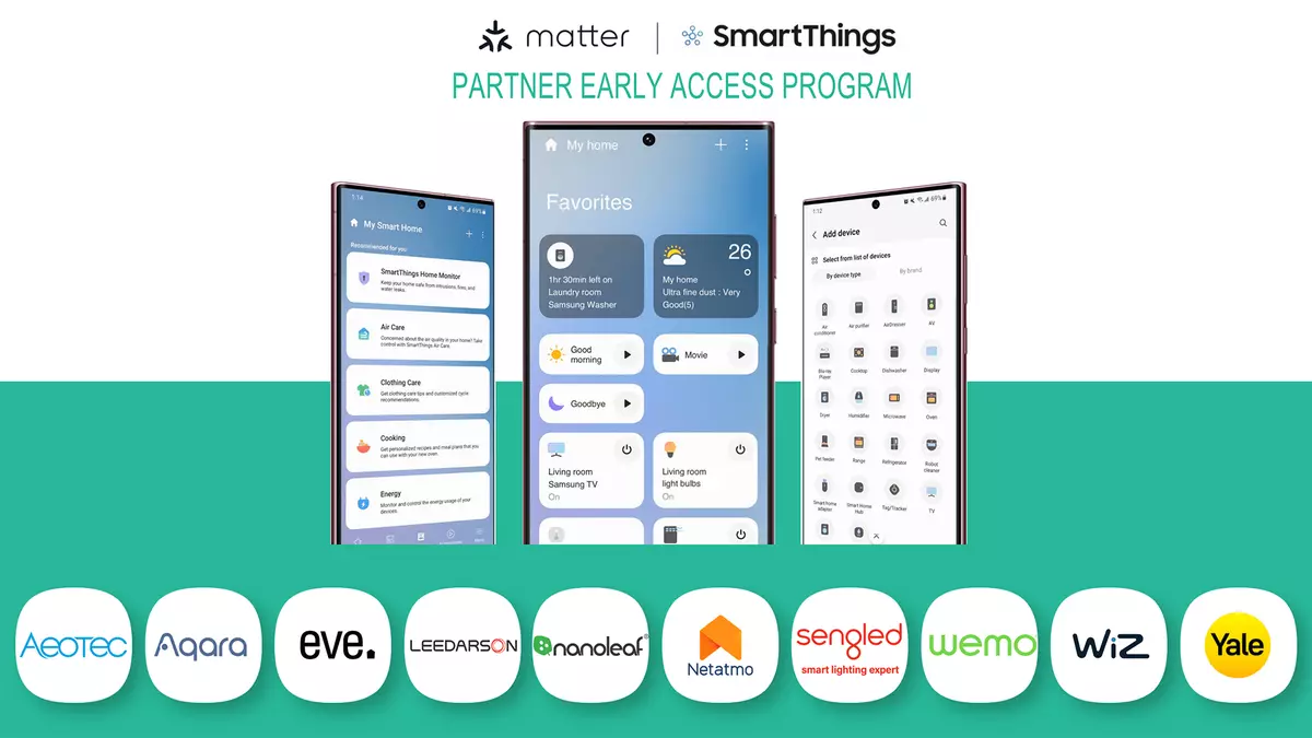 Et banner, der reklamerer for SmartThings' tidlige adgangsprogram med Matter.