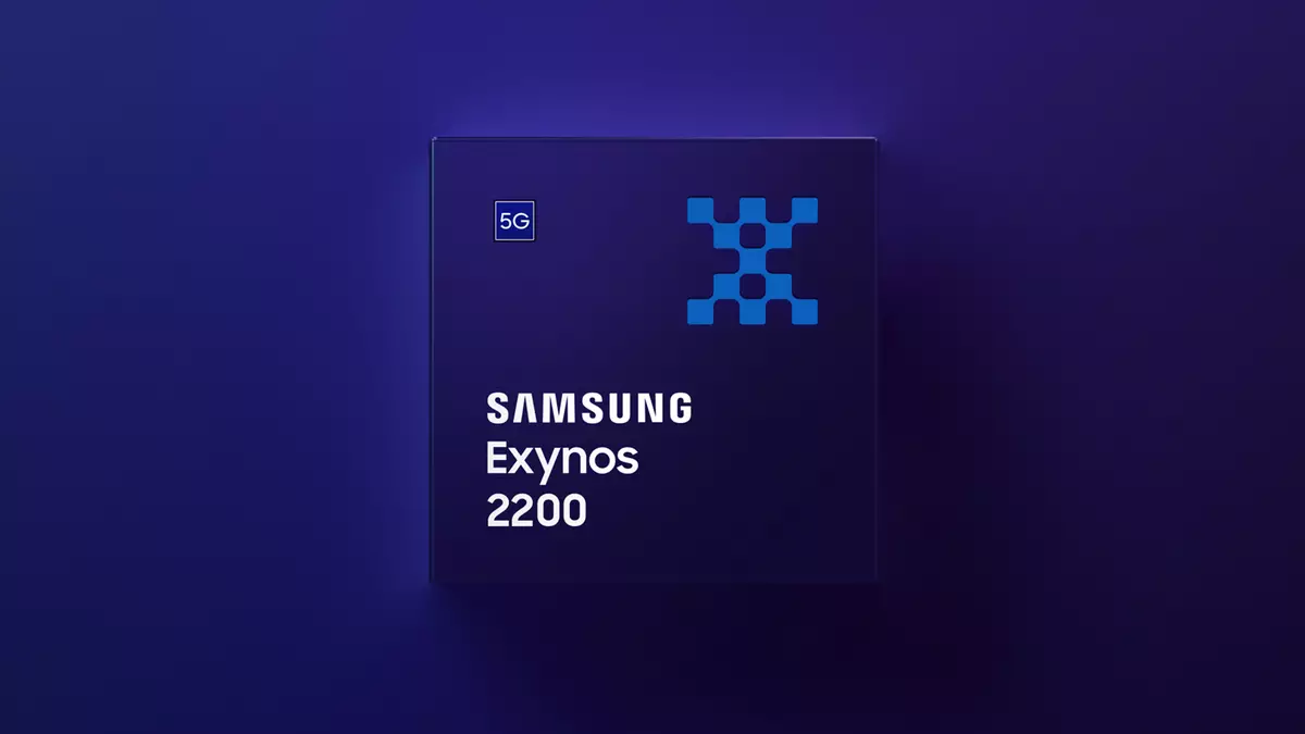 Az Exynos 2200 chip makettje.