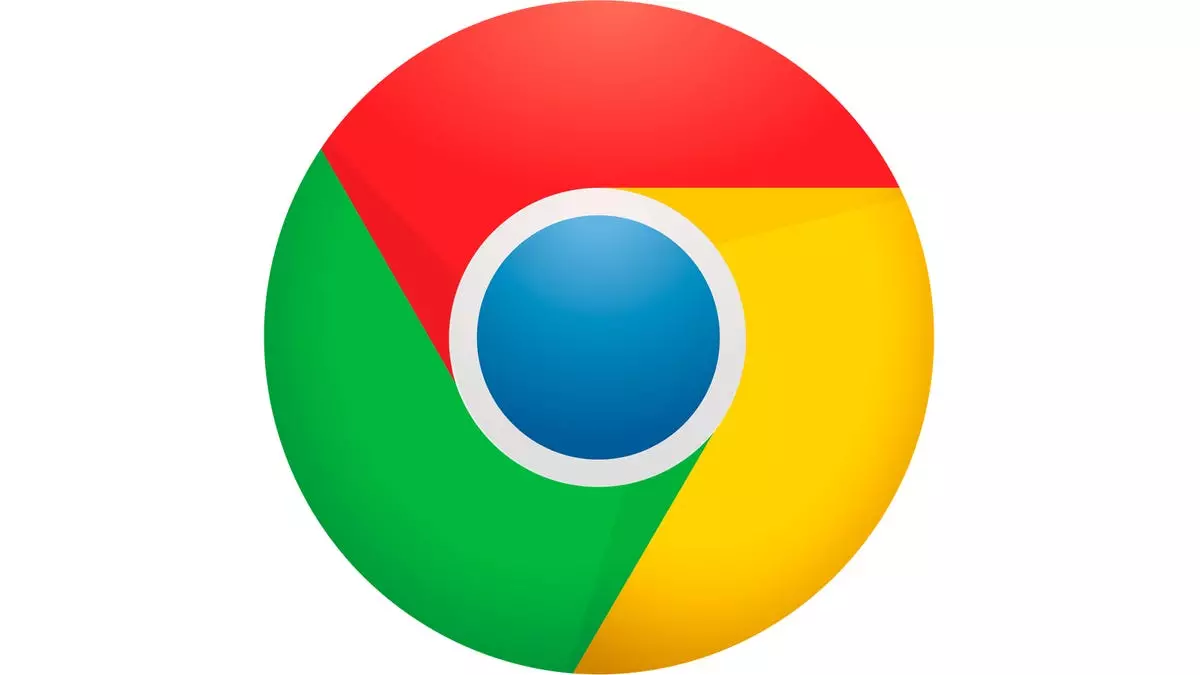De Google Chrome Logo op engem wäissen Hannergrond
