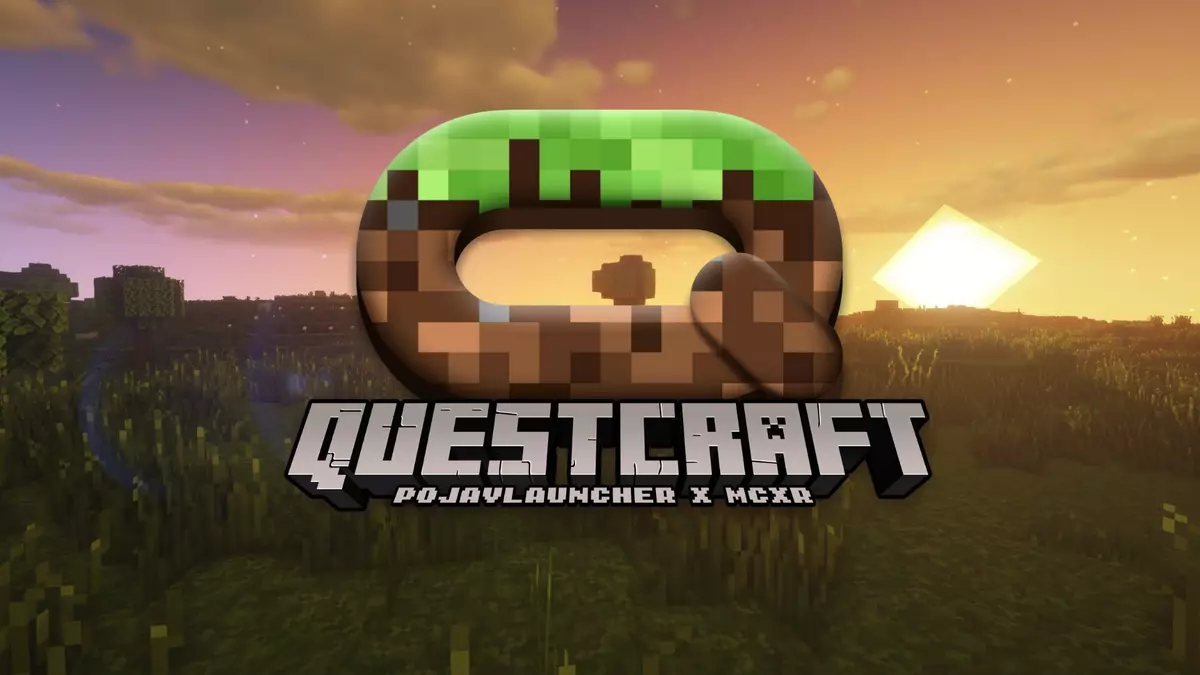Minecraft မှ ပုံတစ်ပုံပေါ်တွင် Questcraft လိုဂို။