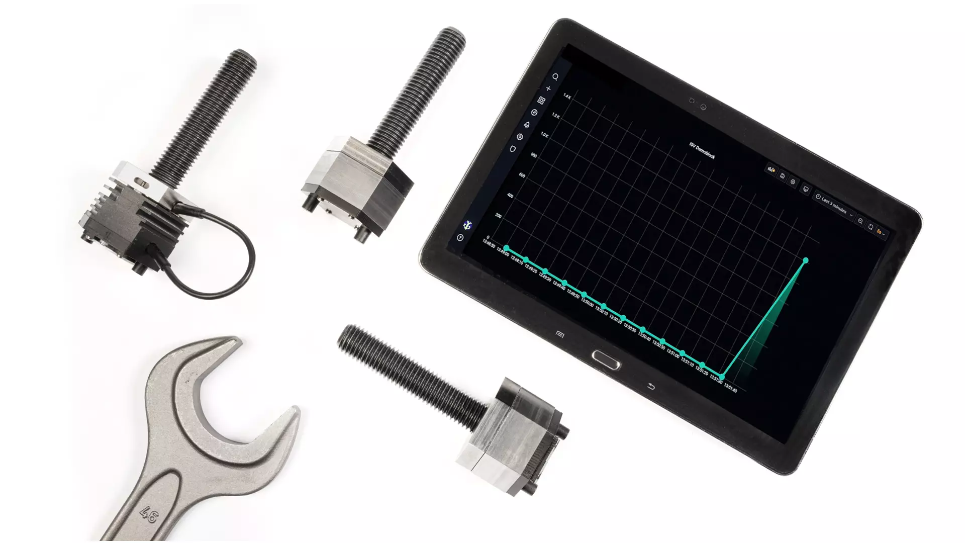 La Smart Screw Connection està dissenyada com un sistema flexible i adaptable per a cargols DIN de diferents mides. La pantalla mostra l'estat del cargol corresponent en forma gràfica