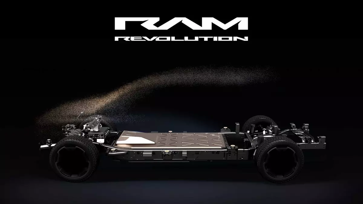 Teaser ya kamyonê kamyonê Ram Electric 1500
